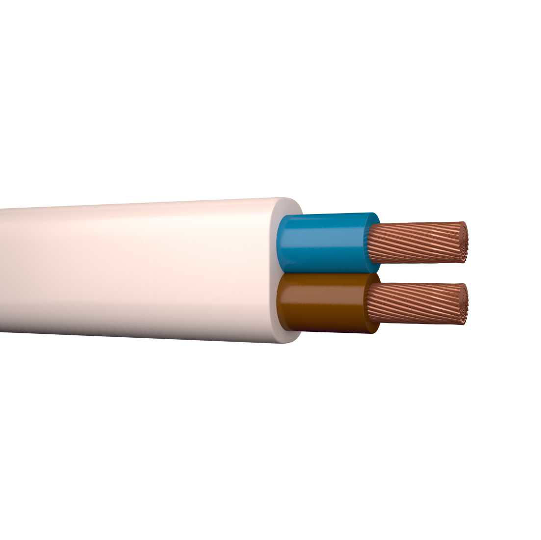 Viru Elektrikaubandus: Elektrikaubad. Kaabel H03VVH2-F/MSO 2x0.75mm2, valge/lapik 300V kiuline K100